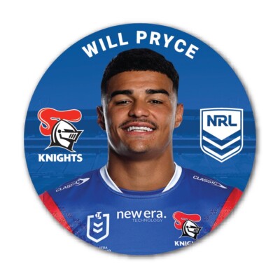 333716 NEWCASTLE KNIGHTS NRL TEAM LOGO WILL PRYCE PLAYER IMAGE BUTTON ...