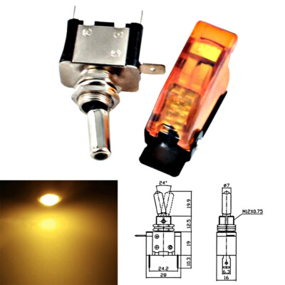 12V 20A Yellow LED Light Toggle Switch ON/OFF Cover Fits Car Truck ...