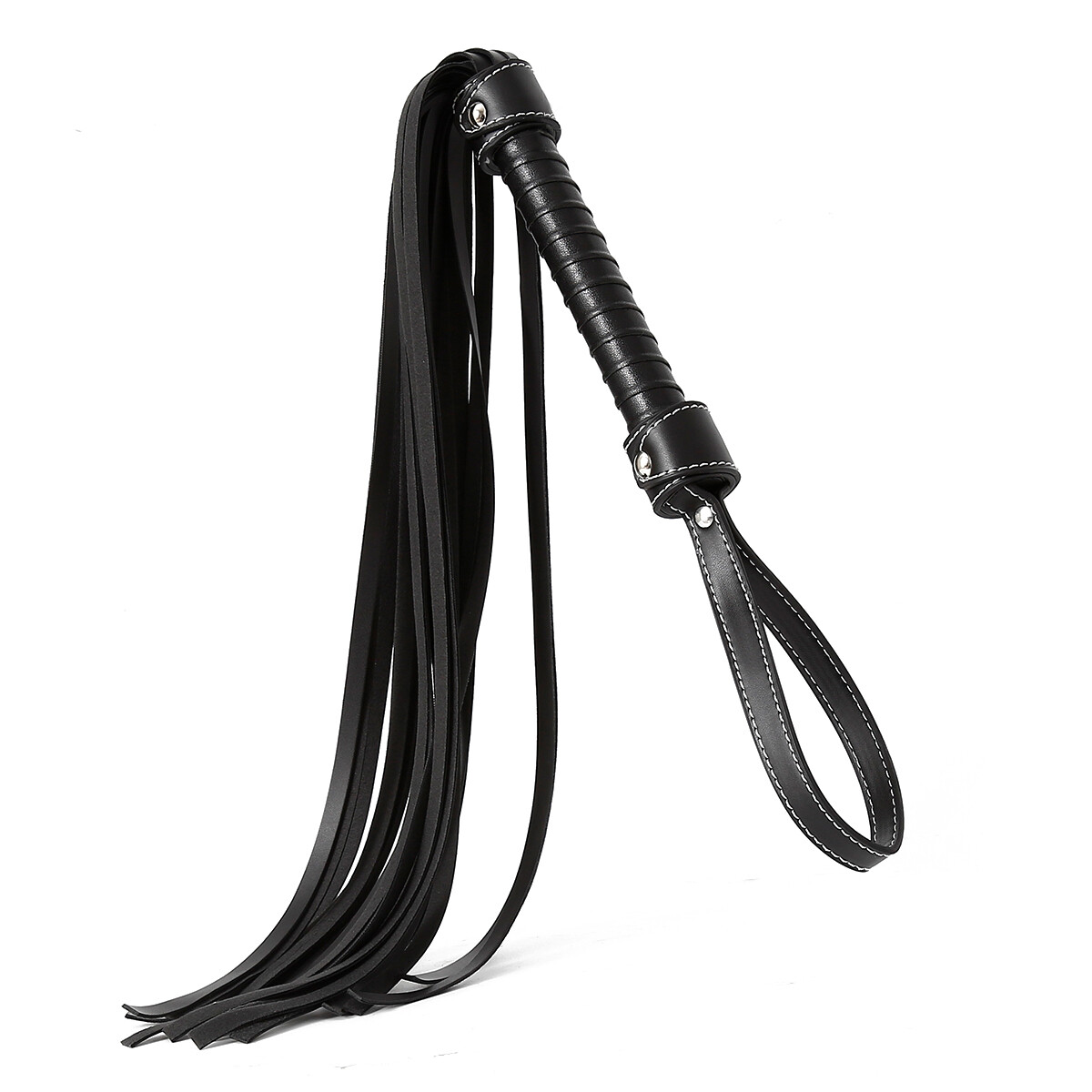 30'' PU Leather Riding Crop Flogger Whip Black Spanking Whip Portable ...