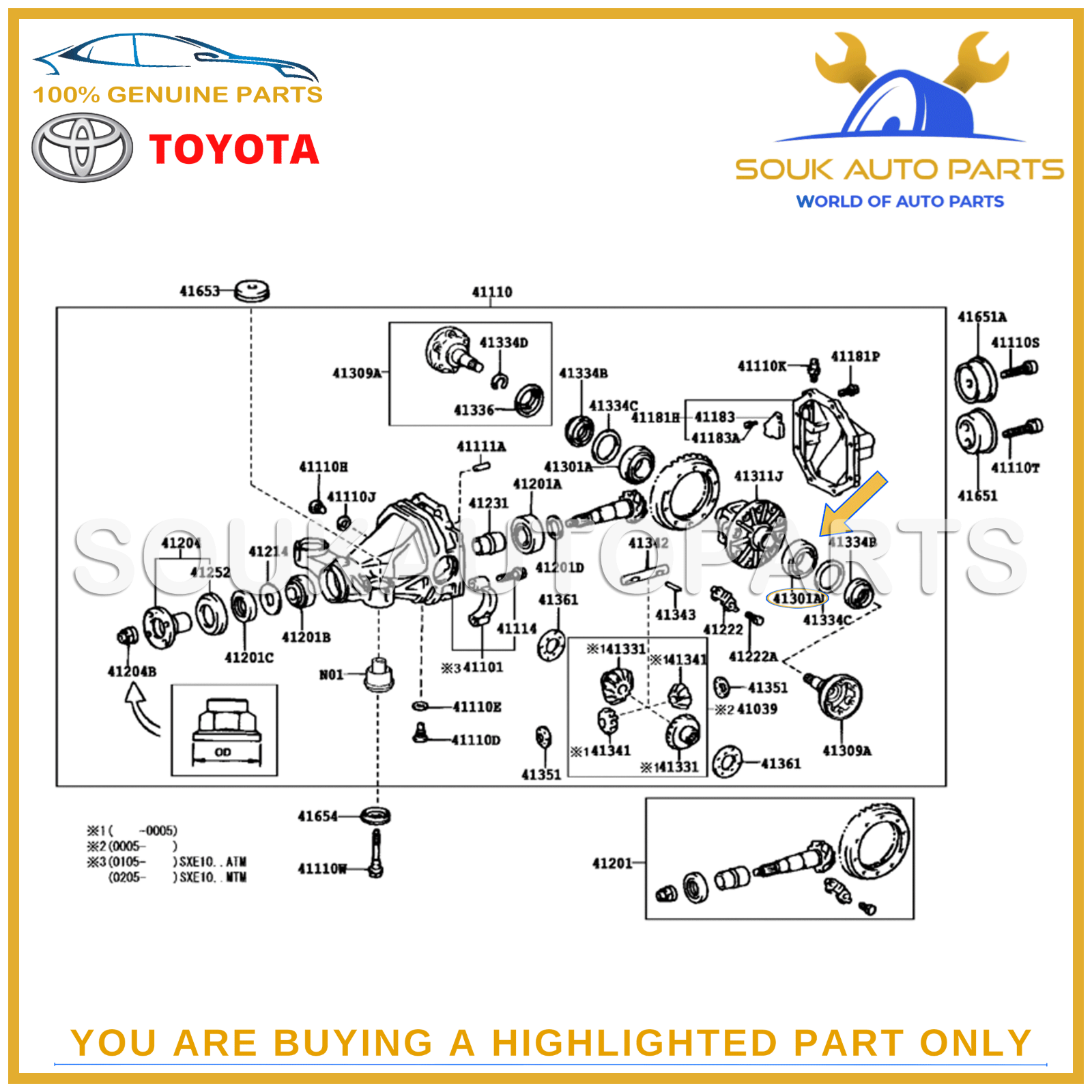 90366-50001 Genuine Toyota BEARING(FOR FRONT DIFFERENTIAL CASE ...