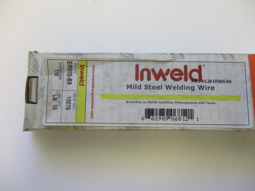 INWELD TIG ROD ER90S-B9, 1/8", 10 LB BOX AWS A5.28, MILD STEEL WELDING ...