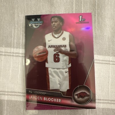 Layden Blocker 2023-24 Bowman U Chrome 1st Pink SP Arkansas Razorback ...