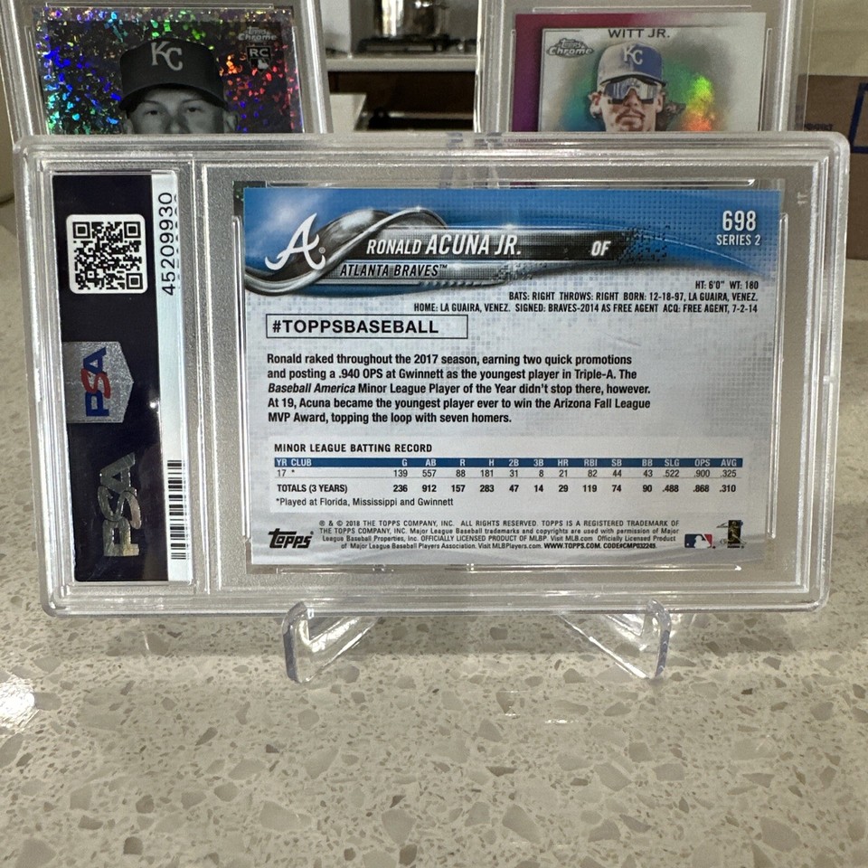 2018 Topps Complete Set #698 Ronald Acuna Jr. Bat Pointing Up RC Rookie ...