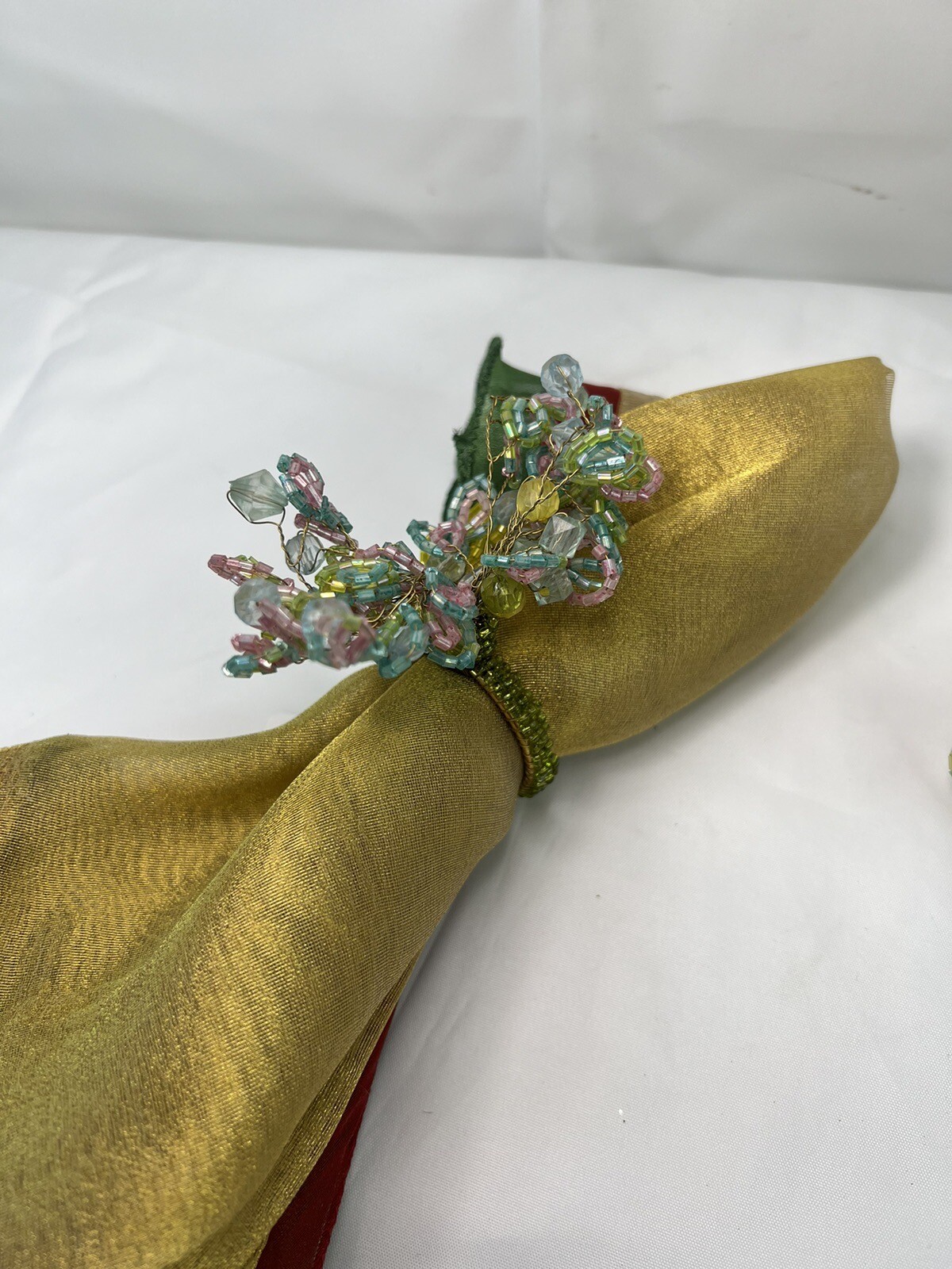 Pier 1 Yellow/Green New Year Beginning Spring Beaded Napkin Rings NWT ...