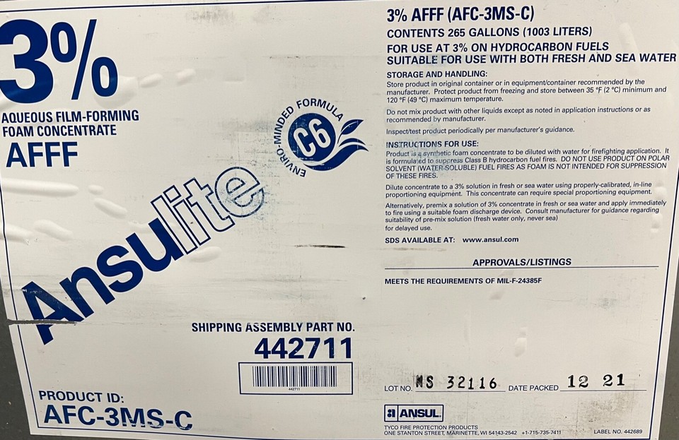 Ansulite 3% AFFF MIL-SPEC Concentrate AFC-3MS-C Fire Extinguishing ...