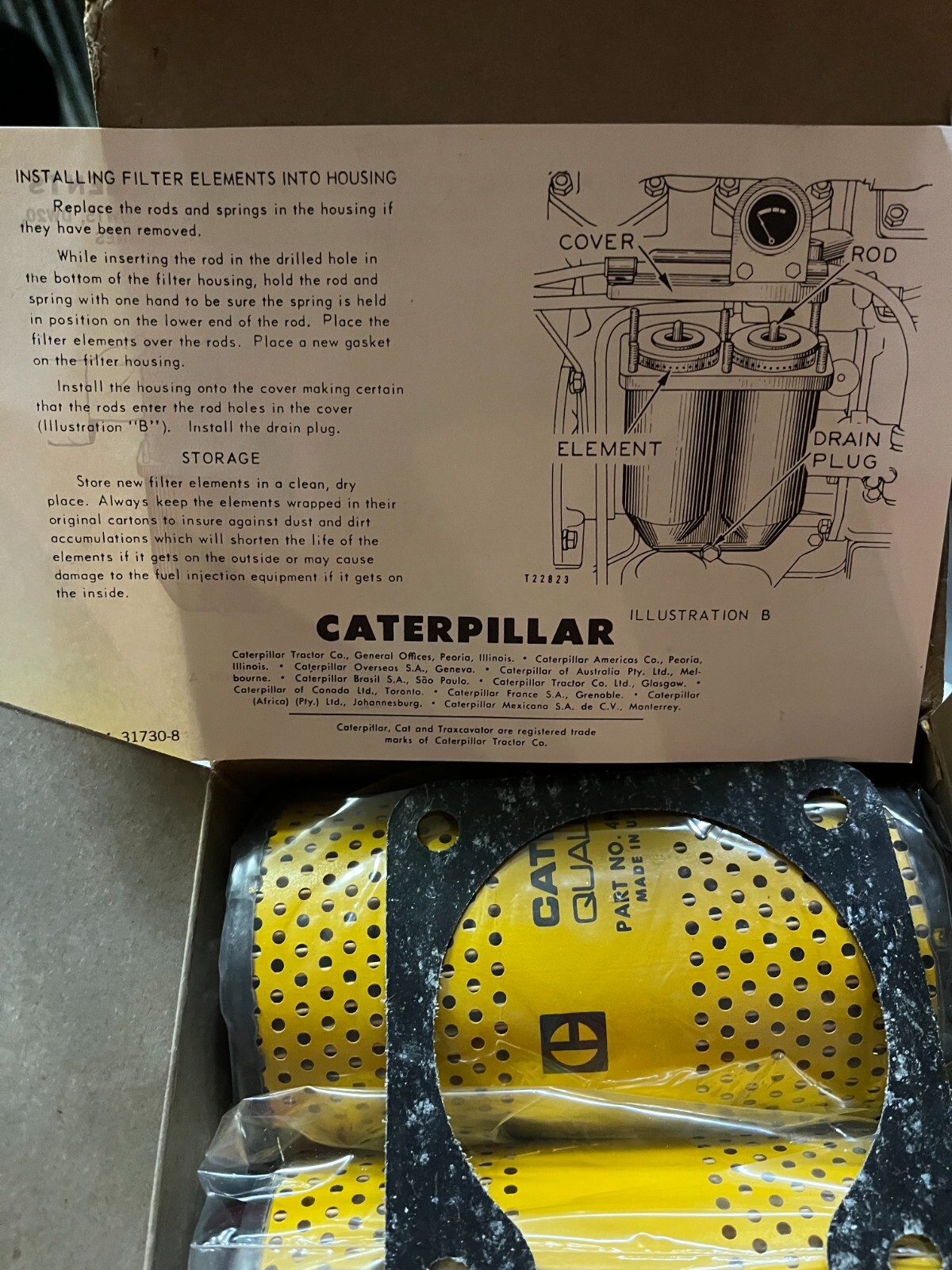 Original Caterpillar Fuel Filter 4H8792 Old Stock Includes 2 Gaskets ...