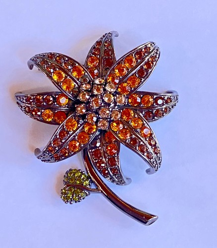 Stunning Huge Joan Rivers Lily Rhinestone Brooch Fall Colors | eBay