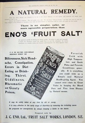 Original Old Antique Print 1910 Advertisement Eno'S Fruit Salt Works ...