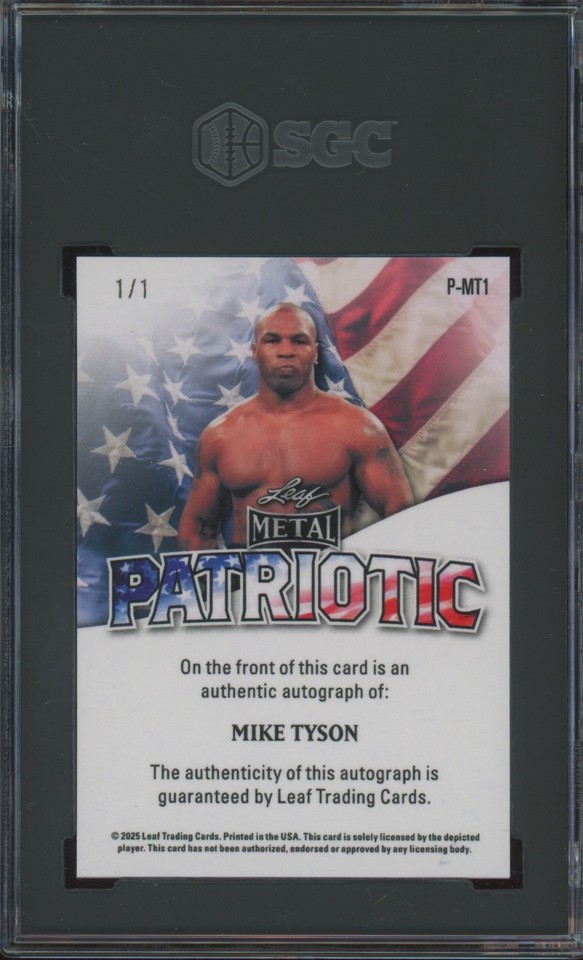 2025 Leaf Metal Independence Day Patriotic Mike Tyson 1/1 Auto Mint+ ...