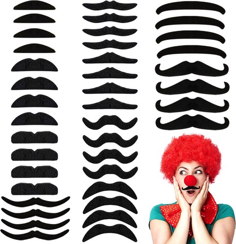 40Pcs Fake Mustaches,Novelty Self Adhesive Mustaches,Black Novelty ...