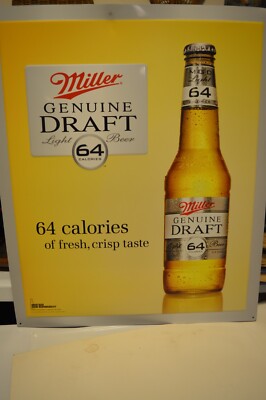 24" X 20" MILLER GENUINE DRAFT LIGHT BEER EMBOSSED METAL SIGN 64 ...
