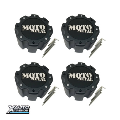 4 x Moto Metal REAR DUALLY Wheel Center Cap Matte Black 400L204-YB002MM ...