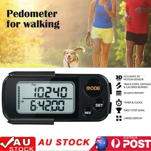 3D Pedometer with Clip Strap Walking Simple Accurate Step Counter 30 ...