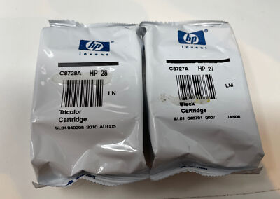2 New Genuine HP 27 Black and 28 Color Ink Cartridges C8727A C8728A | eBay