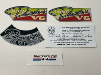 Jeep|Jeepster|Commando|CJ5/6 Dauntless 225 V6 4 piece decal set, 1971 ...