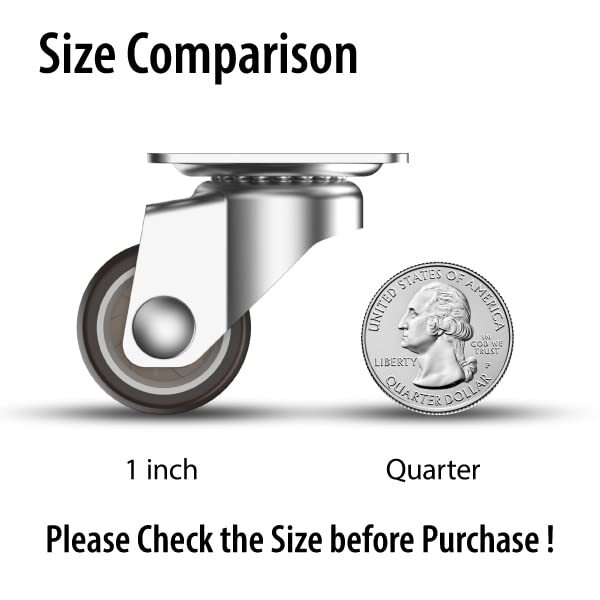 1 Inch Small Caster Wheels for Furniture Low Profile Casters Set of 4 ...