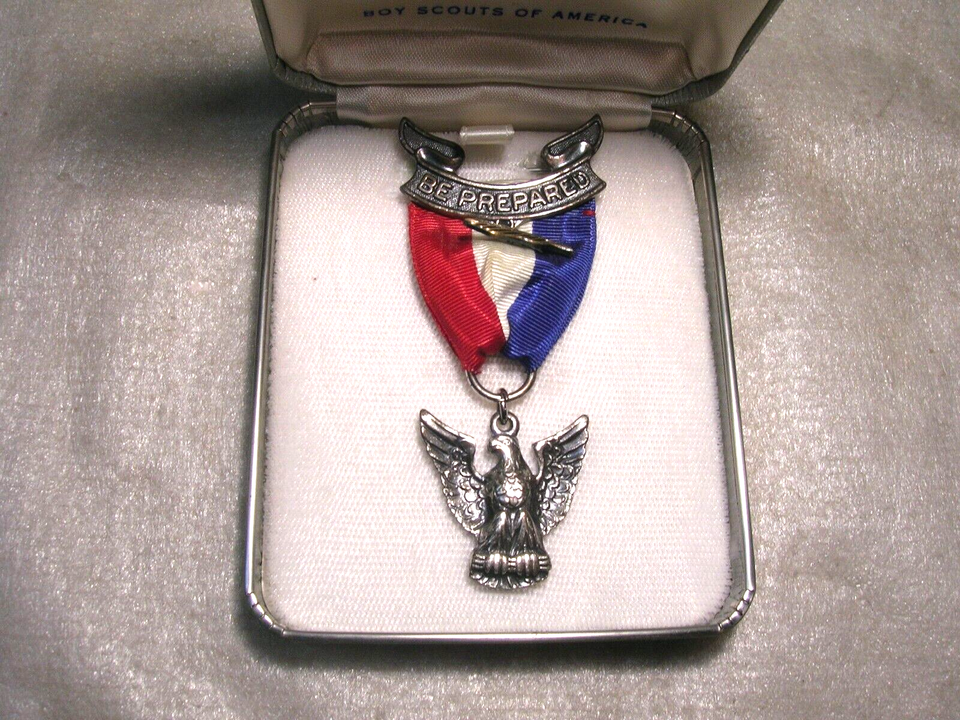 Vintage 1960s Boy Scout Sterling Silver Eagle Scout Award with Feather ...