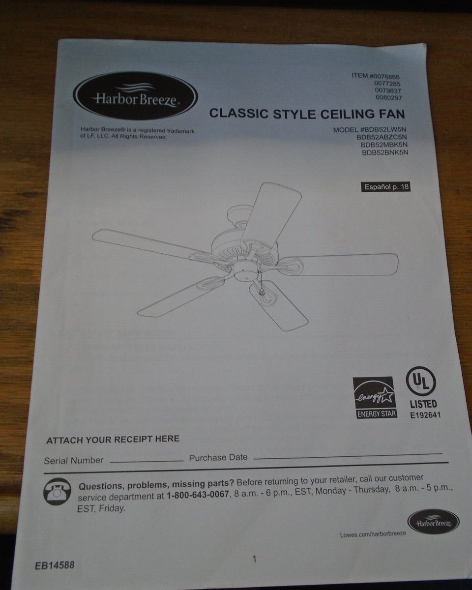 Ceiling Fan Installation Manual 3RZHR52XXX Series Fan