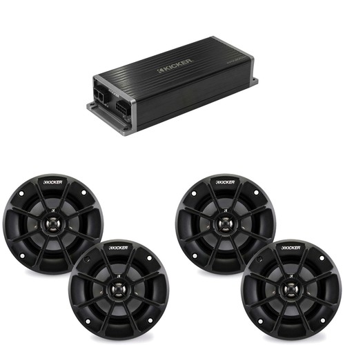 Kicker Marine KPX300.4 Powersports & Motorcycle Amp & (2) 4" Speakers ...