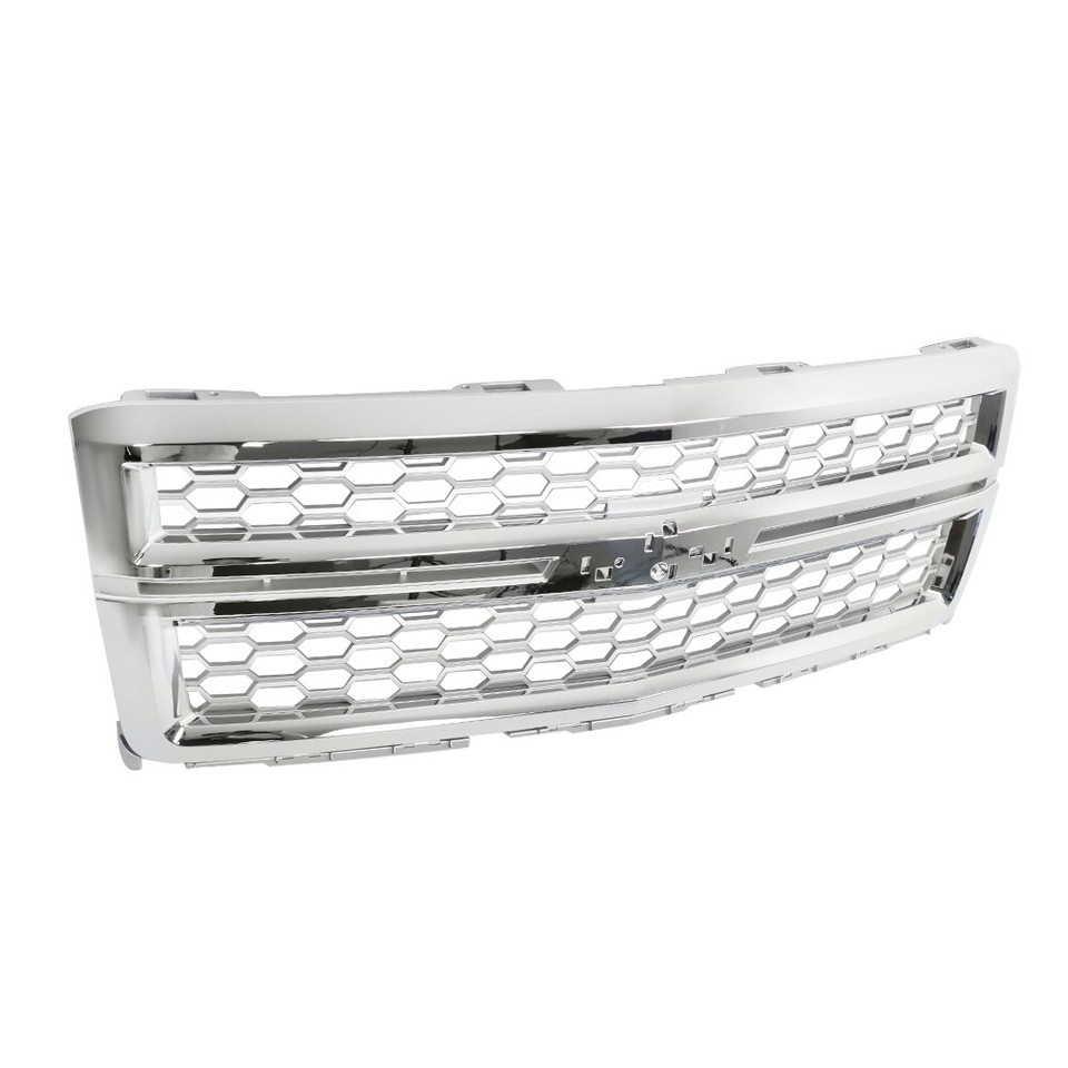 Front Grille For Chevrolet Silverado 1500 2014-2015 Chrome Silver ...