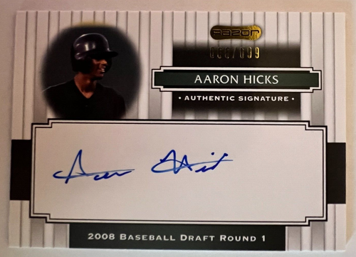 Signed 2008 Razor Signature #114 #d/699 Aaron Hicks Rookie Twins ...