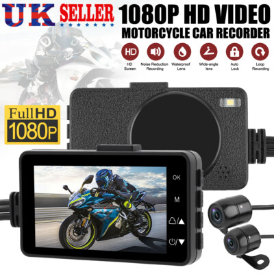 Motorcycle Dash Cam Front + Rear Camera 2.8 inch Display Motorbike DVR ...