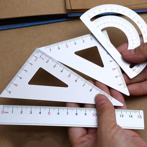 4Pcs Drawing Supplies Set Square Triangle Ruler Aluminum Protractor Z ...