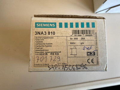 Siemens 3NA3810 NH fuse Fuse size = 000 25 A 500 V/AC, 250 V/A... | eBay