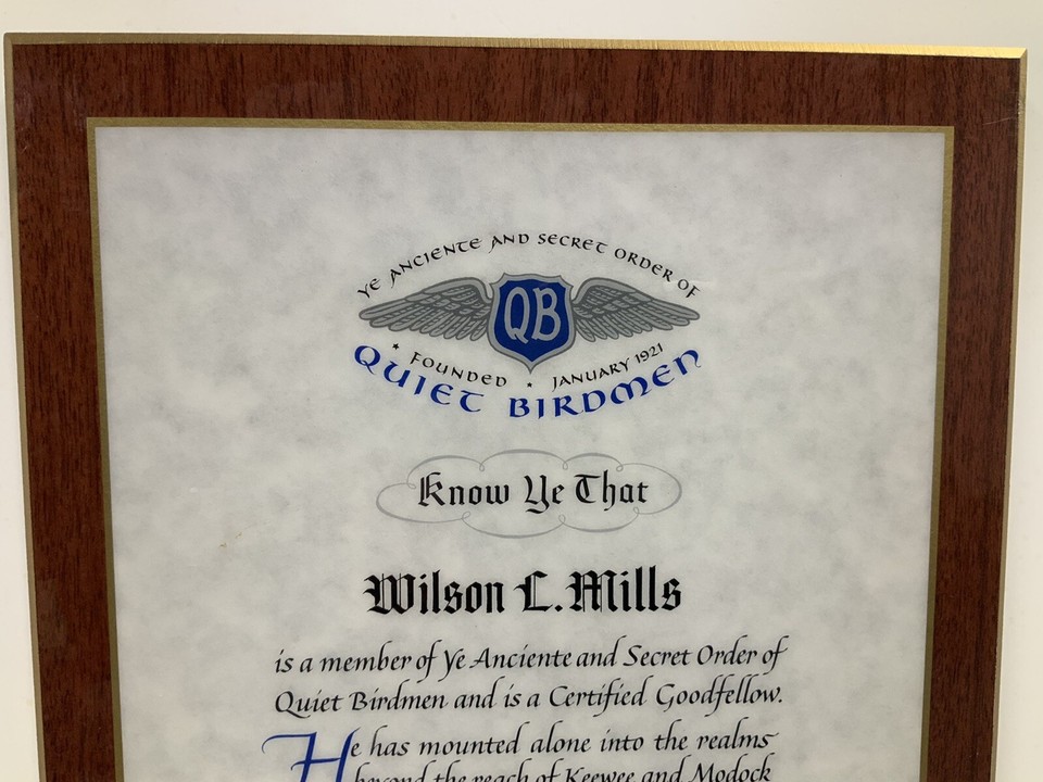 Ye Anciente And Secret Order Of Quiet Birdmen Certified Goodfellow ...