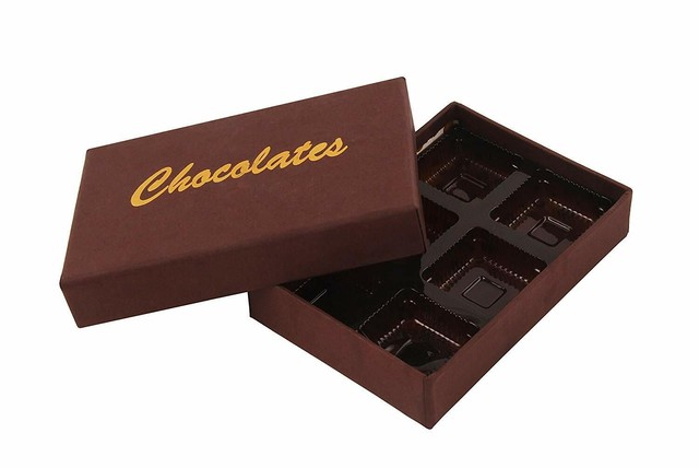 6 Cavity Brown Empty Chocolate Gift Box Gift Box Chocolate Printed ...