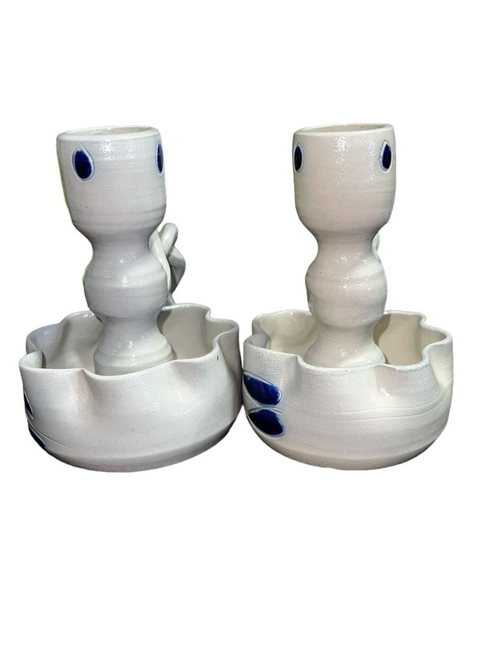 Williamsburg Salt Glazed Pottery Cobalt Blue Candle Stick Holder | eBay
