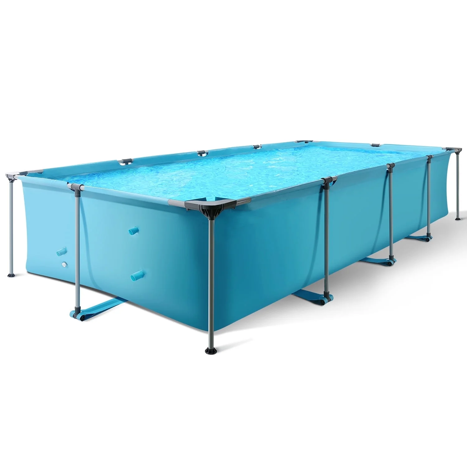 15FT Rectangular Frame Swimming Pool Metal Outdoor Backyard above ...