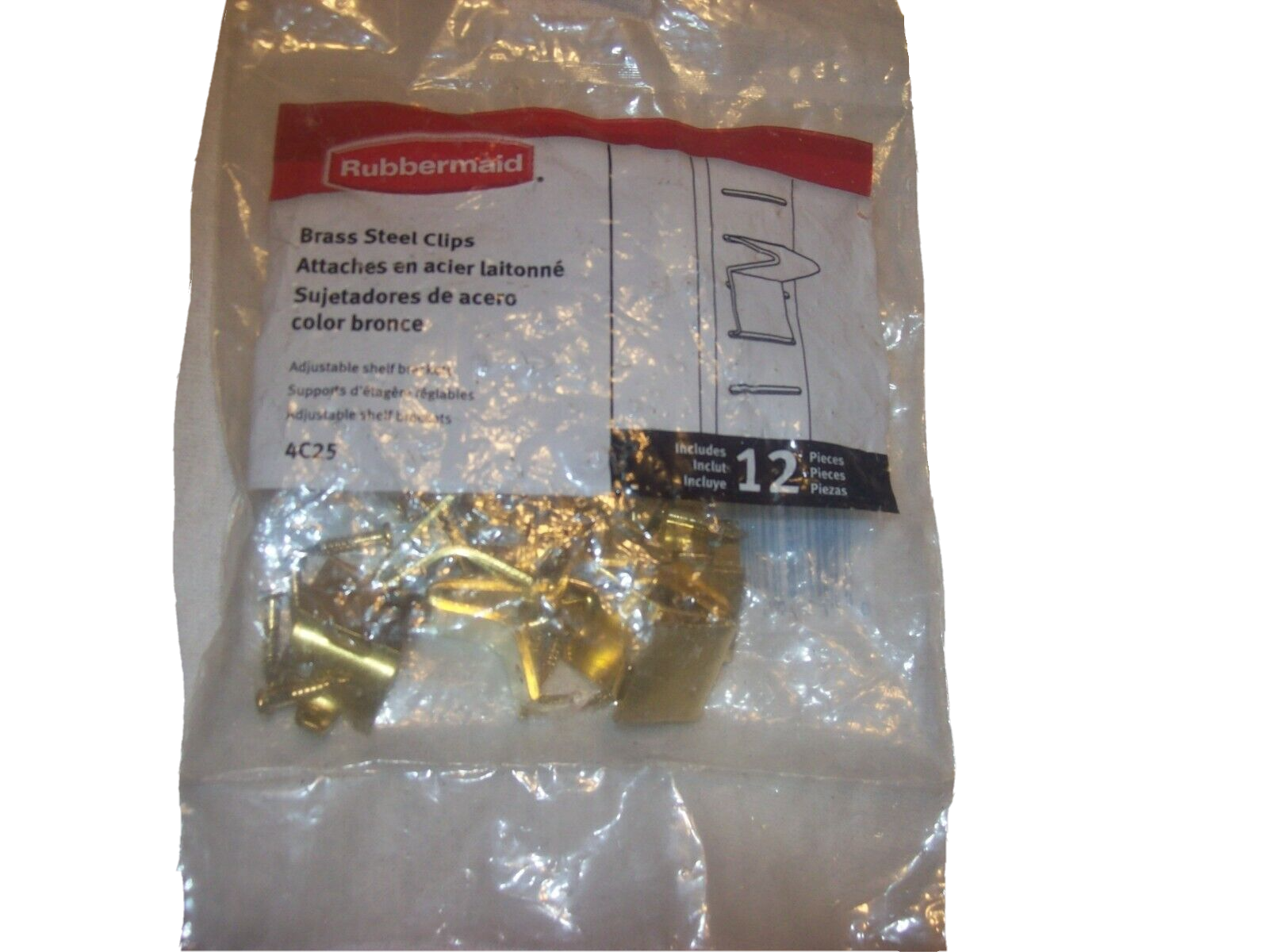Rubbermaid 12 Count Brass Standard Shelf Steel Clips 4C25 for sale ...