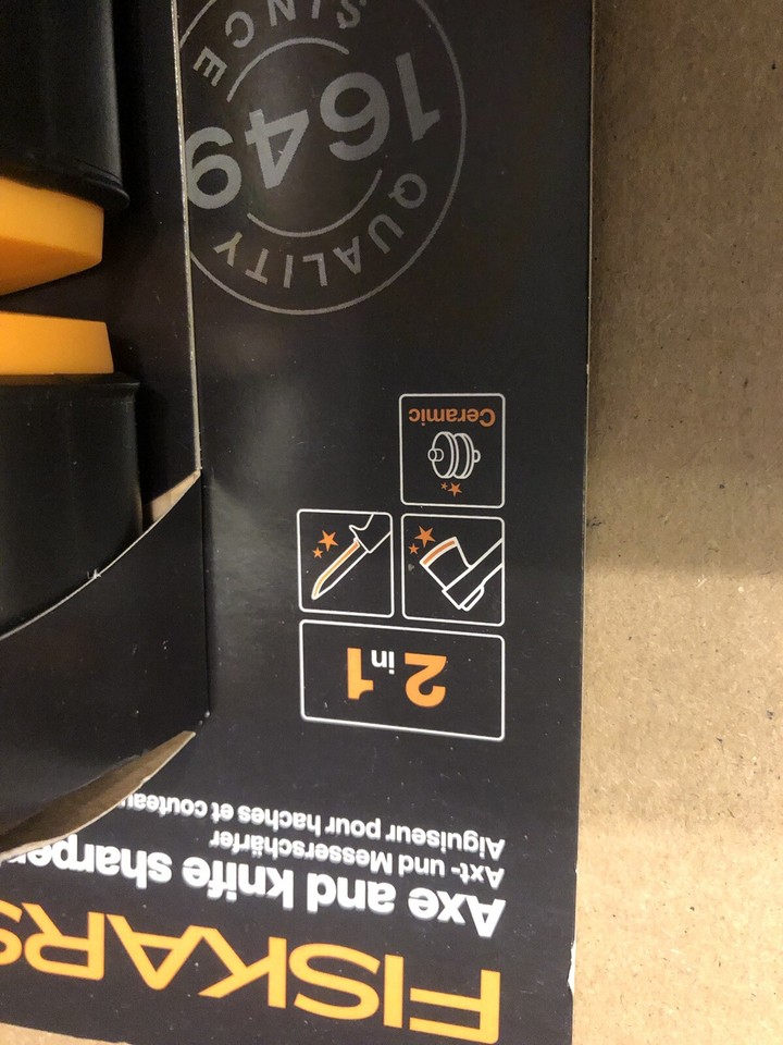 Fiskars FSK120740 Xsharp Axe & Knife Sharpener Ceramic Sharpening Stone ...