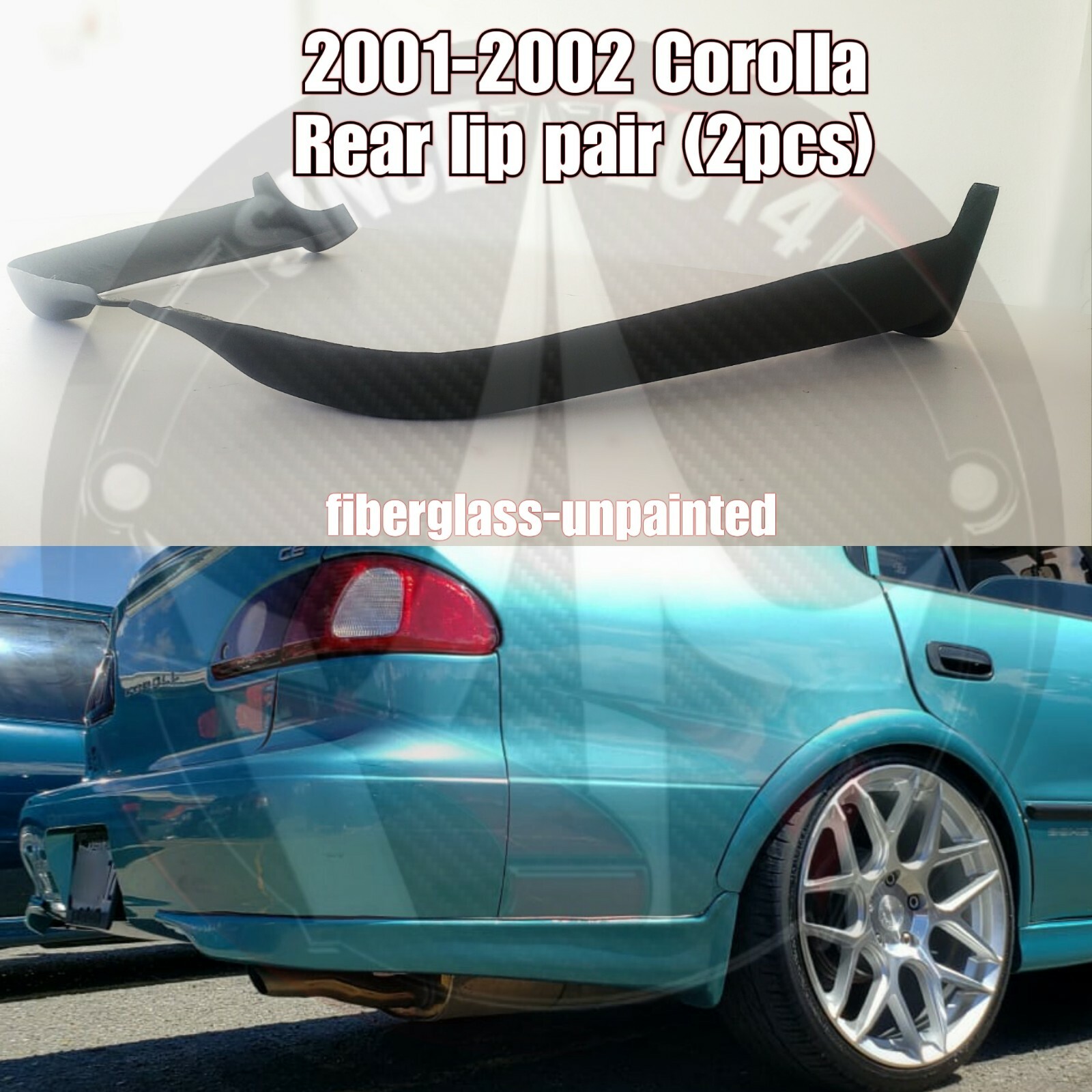 1998-2002 Corolla rear lips pair flears fiberglass by king fiber design ...