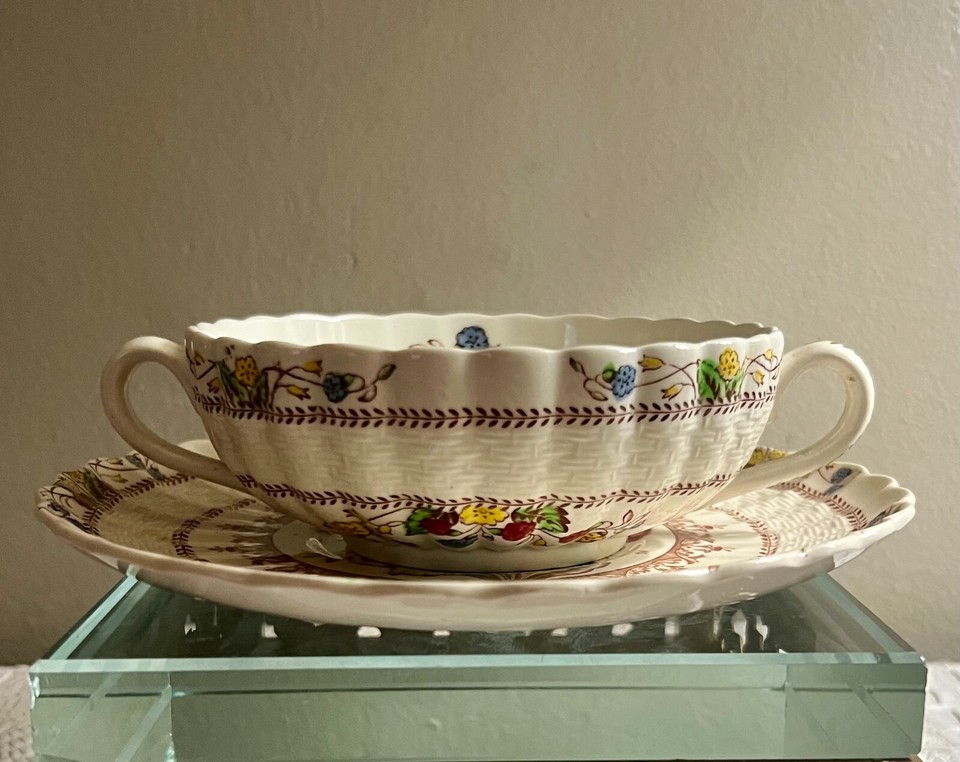 Copeland Spode Cowslip Cream Soup Bowls And Saucers EUC 50s | eBay