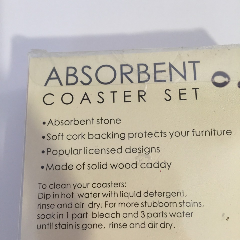 Absorbent Stone Coaster Set Of 4 With Caddy "Coffee By The Cup" Cypress ...