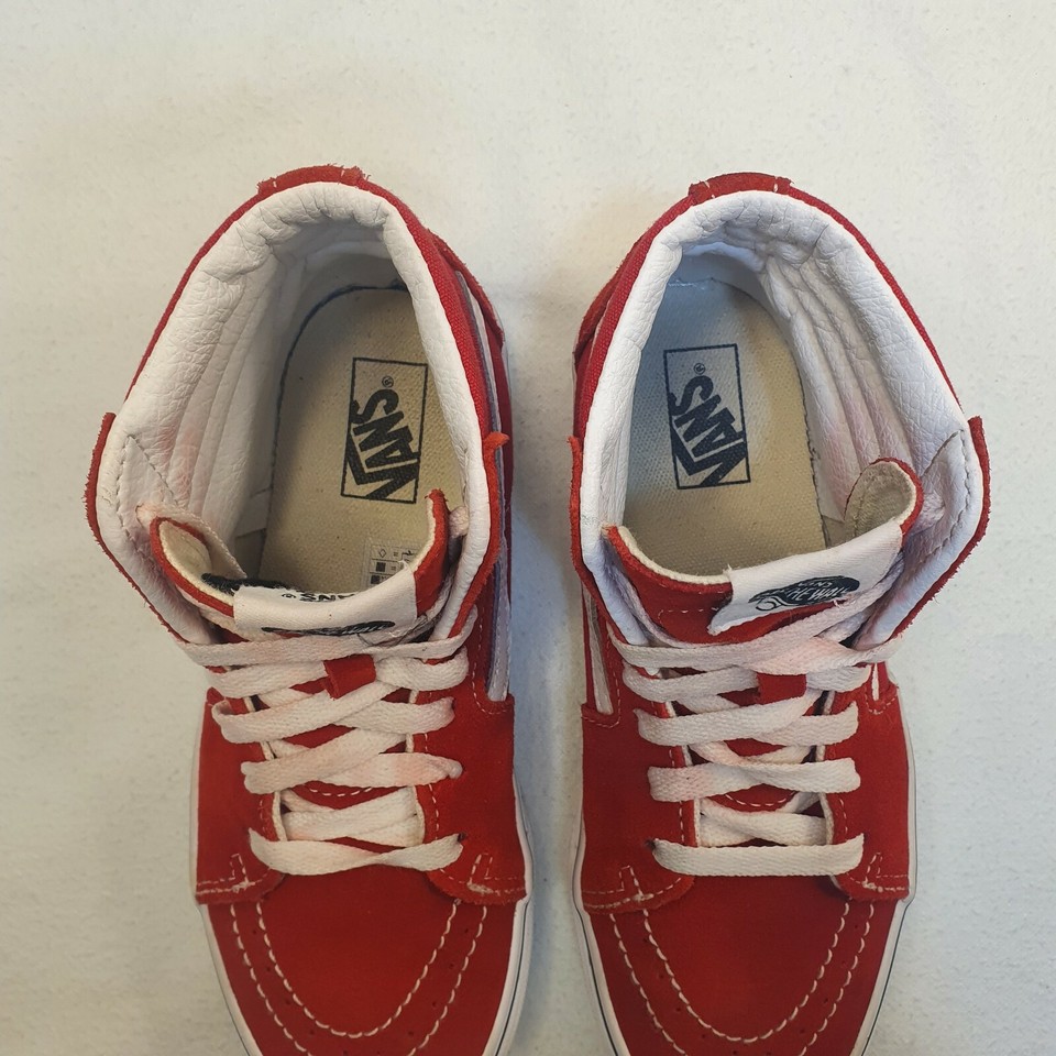 Vans Off The Wall Red Suede Skate Shoes 721356 High Top Kids Size 3 ...