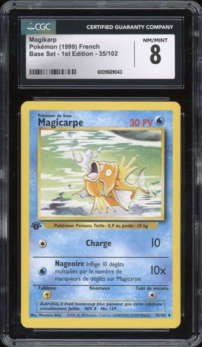 1999 Pokemon FRENCH 1st Edition Base Set Magicarpe-Magikarp 35/102 CGC ...