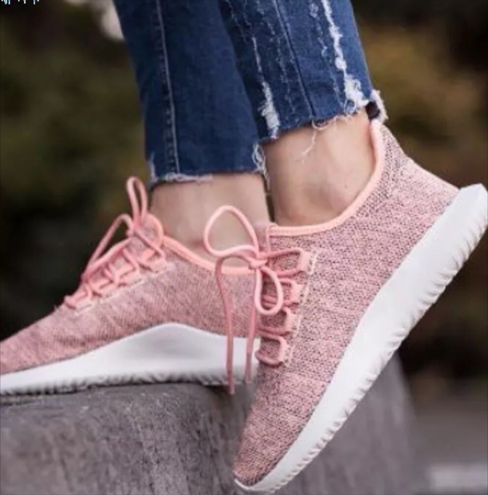 Adidas Tubular Shoes Womens 9.5 Shadow Pink Knit Lace… - Gem