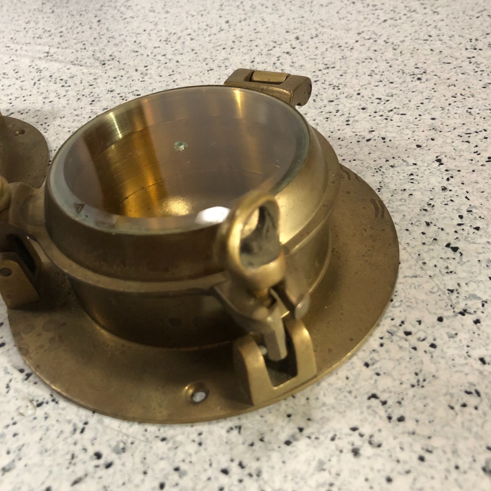 Vintage Brass Porthole Clock and Barometer Mounts- FOR PARTS/REPAIR ...