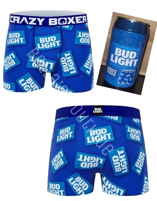 CRAZY BOXER BUD LIGHT SIGNATURE ALLOVER MEN'S BOXER BRIEFS IN A CAN ...