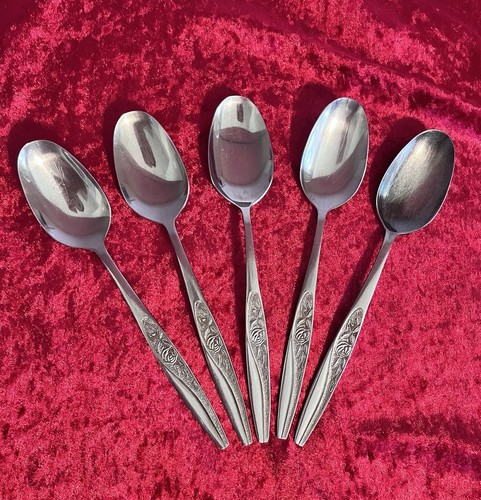Lot 5 Vintage Embrace Nasco Stainless Flatware Silverware Tablespoons ...