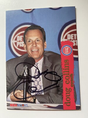 Doug Collins Signed 1995/96 Hoops Detroit Pistons Card | eBay