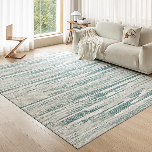 8x10 Washable Area Rug Teal Green Low Pile Modern Abstract Design ...