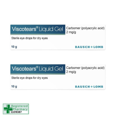 2x Visco Tears Carbomer Liquid Gel - 10g Sterile Drops for Dry Eyes | eBay