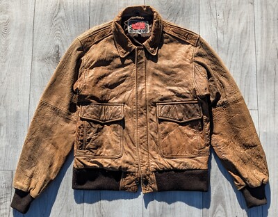 VTG 80s M Julian Adventures Distressed Leather A-2 Flight Jacket 38 Sm ...