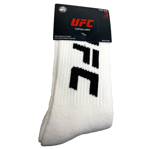 UFC Cotton Crew Socks Color White Set of 3 Pairs One Size NEW | eBay