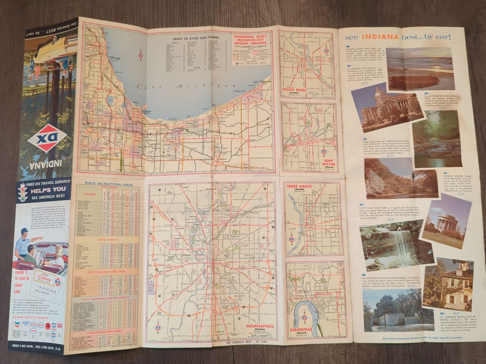 Indiana Road Map Courtesy of Sunray DX Oil Co. 1965 Edition | eBay