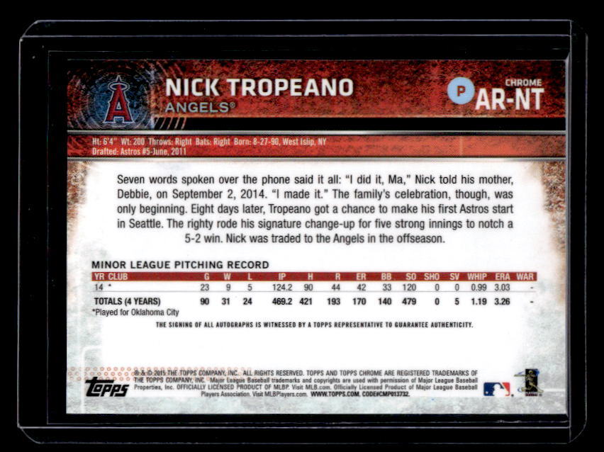 2015 Topps Chrome #AR-NT Nick Tropeano Autographed Rookie | eBay